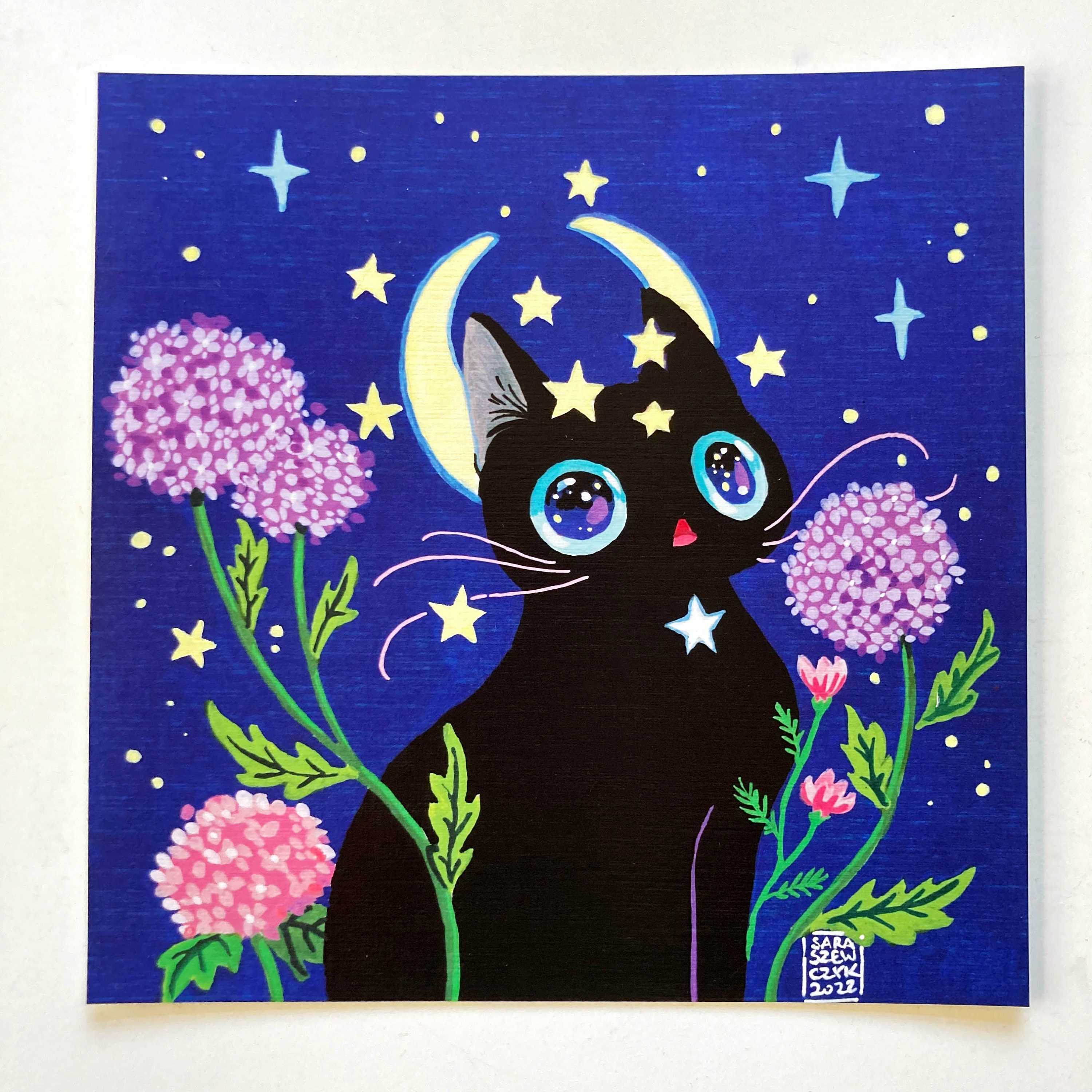 Midnight Kitty Art Print | Etsy