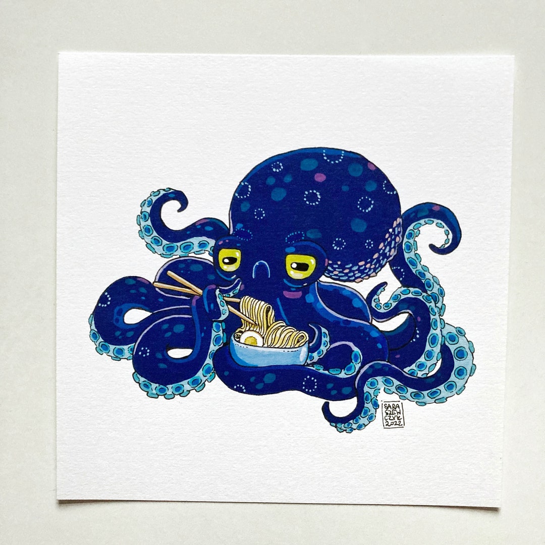 Grumpy Octopus Art Print - Etsy