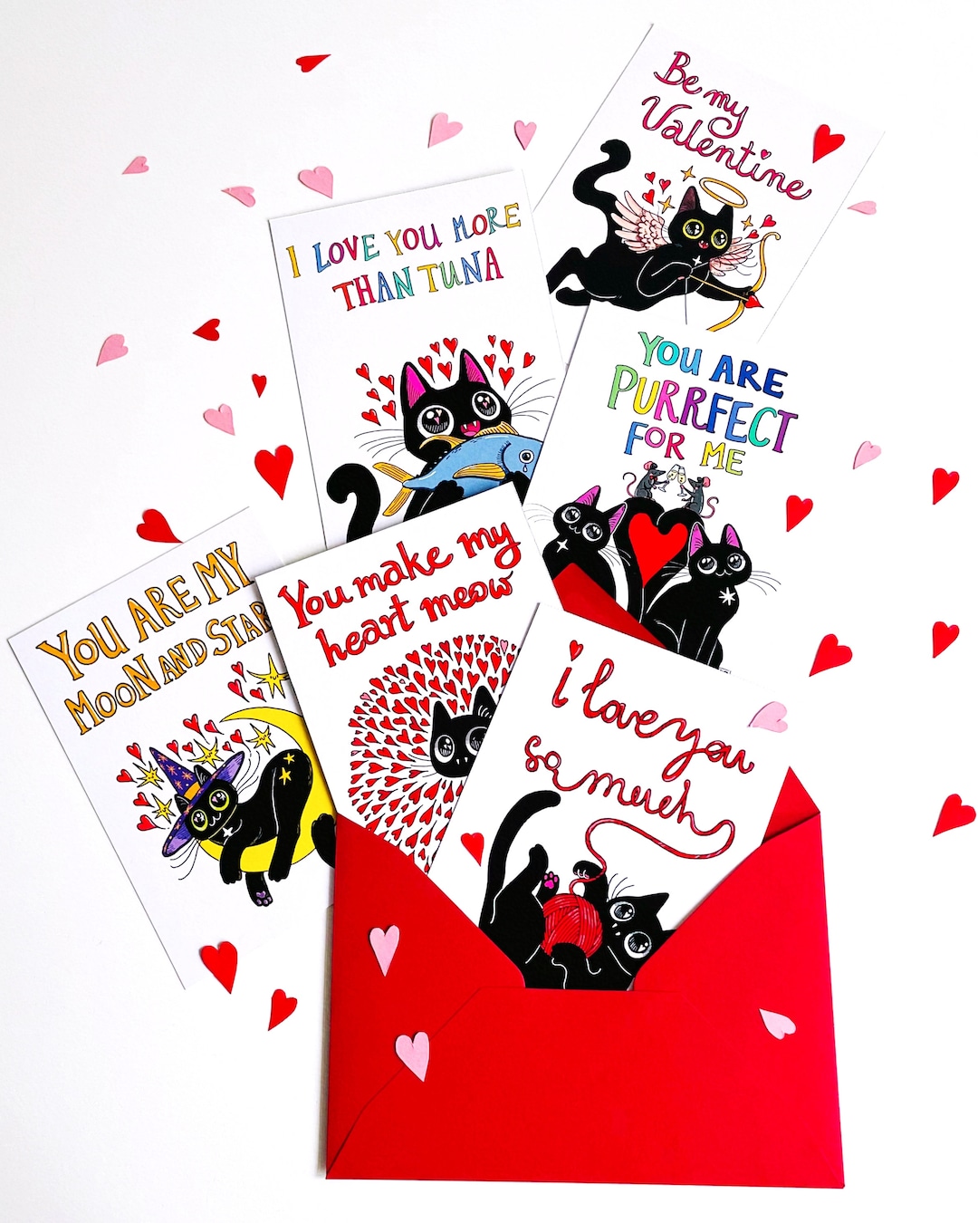 Digital Valentine's Day Cat Card Set - Etsy
