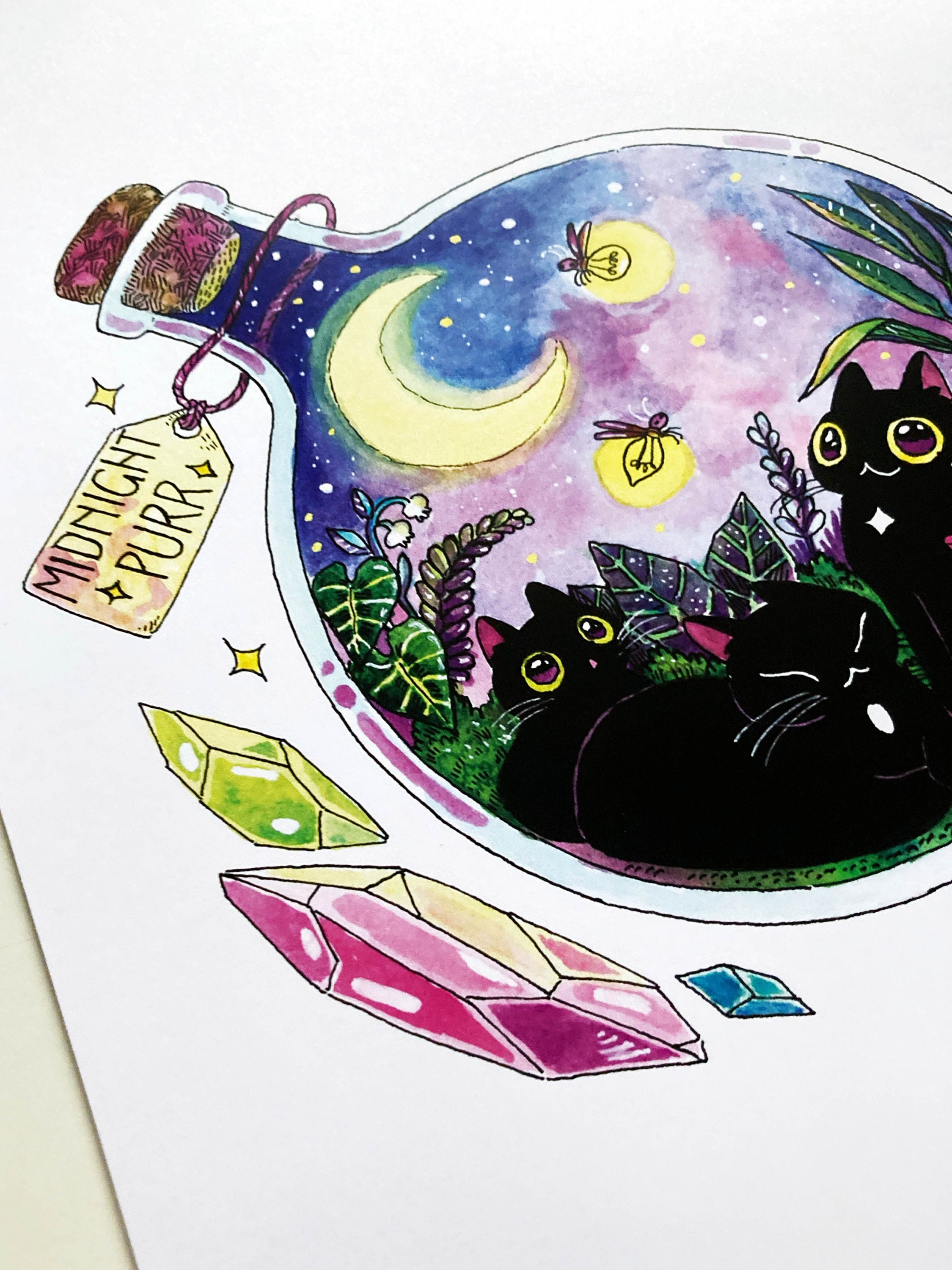 Midnight Purr Art Print | Etsy