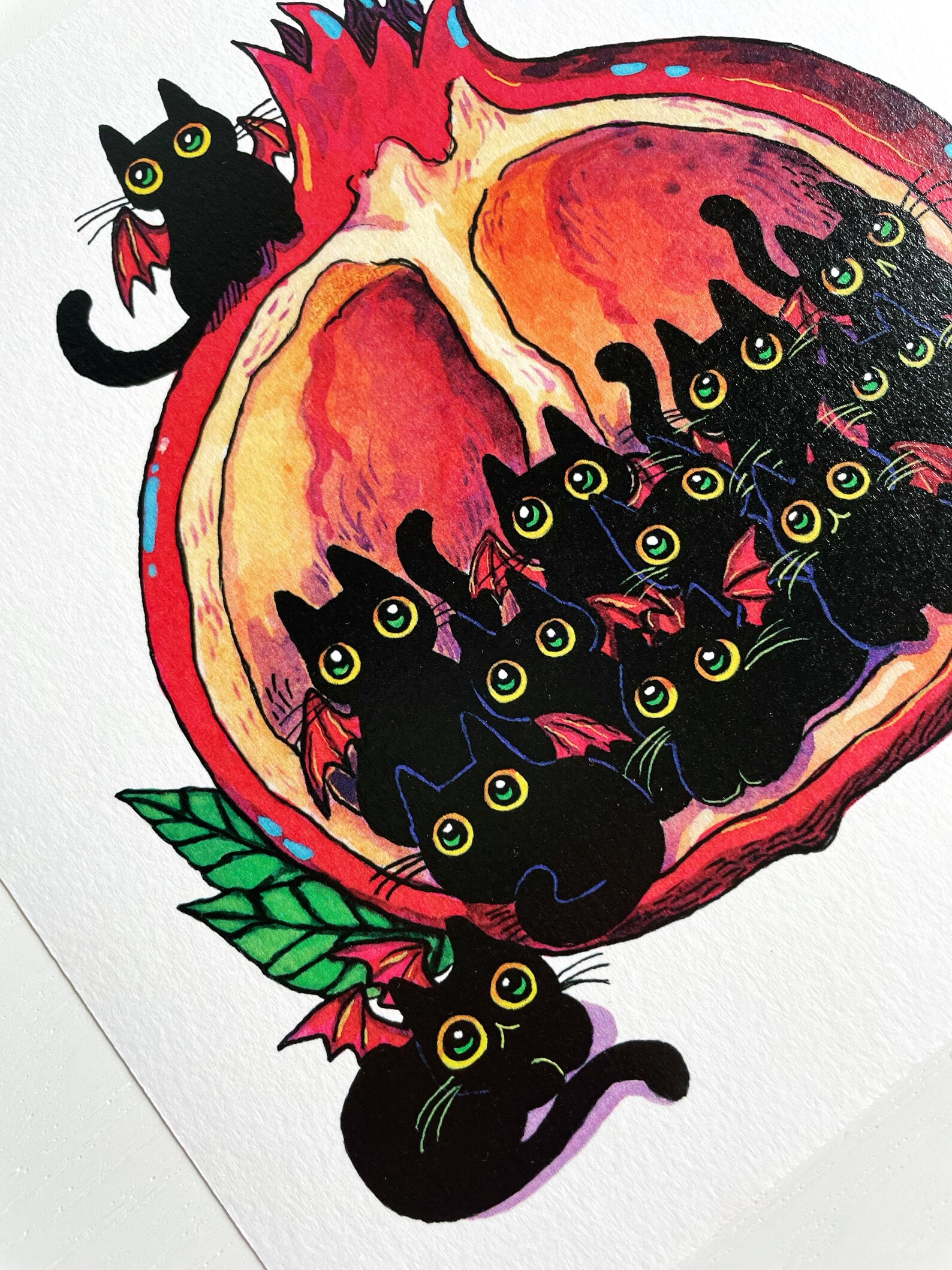 Pomegranate Devilish Cats Art Print - Etsy