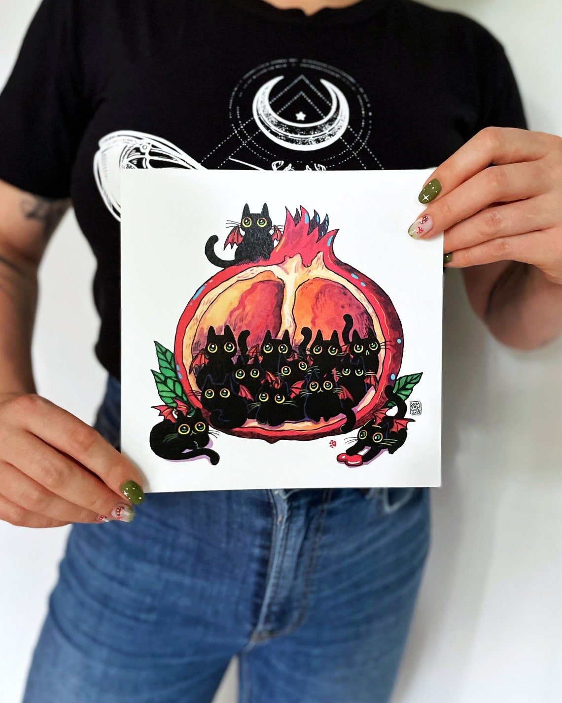 Pomegranate Devilish Cats Art Print - Etsy