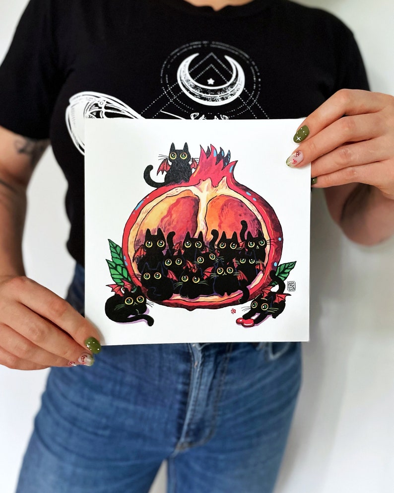 Pomegranate Devilish Cats Art Print - Etsy