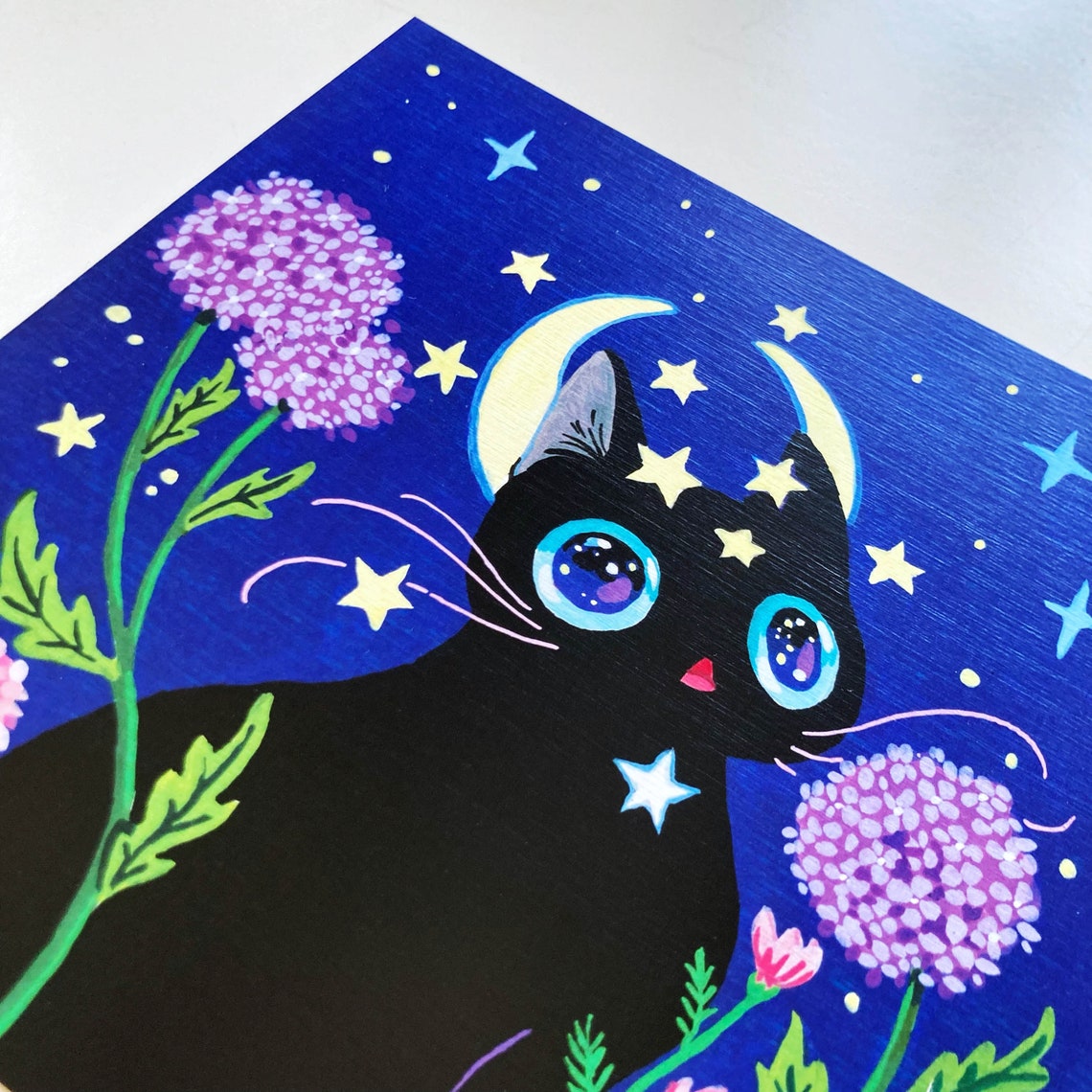 Midnight Kitty Art Print | Etsy