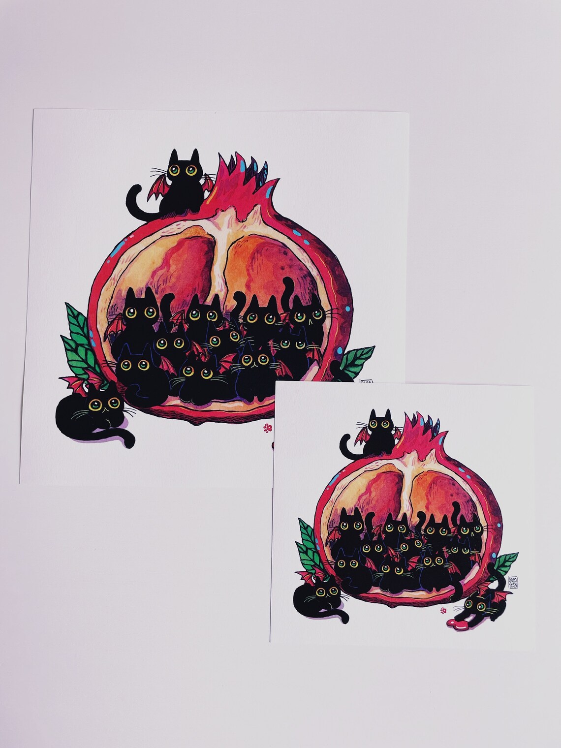 Pomegranate Devilish Cats Art Print - Etsy