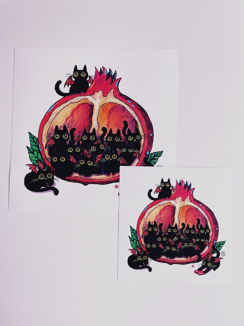 Pomegranate Devilish Cats Art Print - Etsy