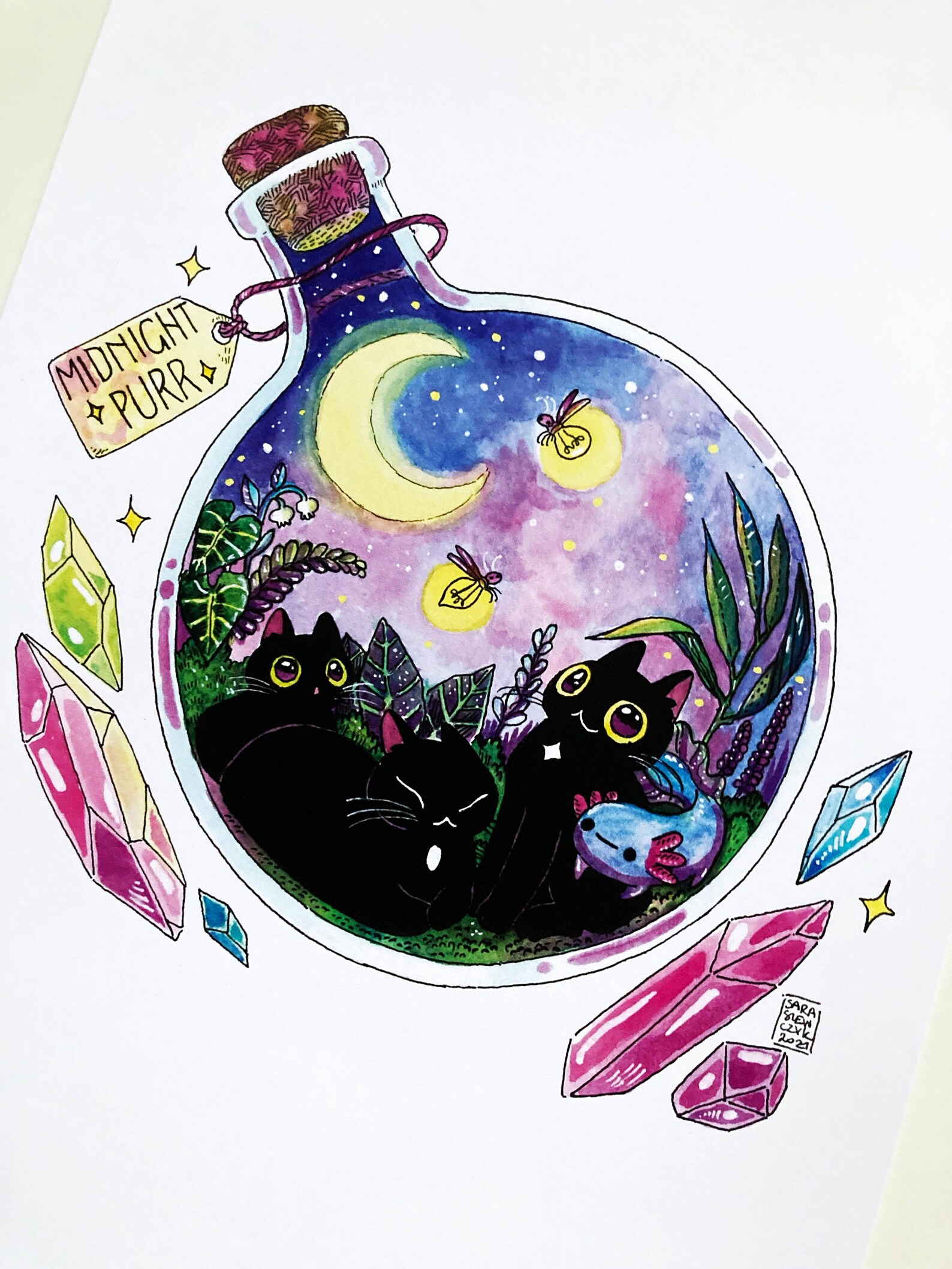 Midnight Purr Art Print | Etsy