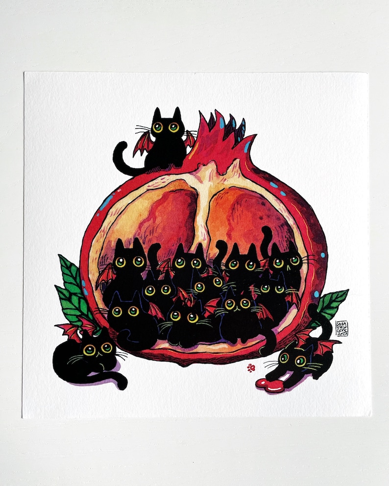 Pomegranate Devilish Cats Art Print - Etsy