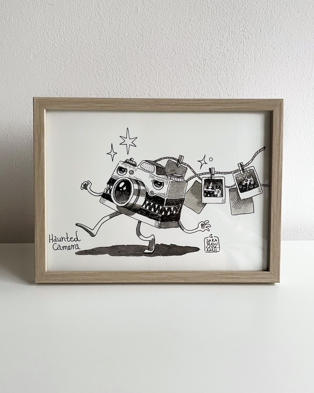 Haunted Camera Original Inktober Drawing in Frame - Etsy