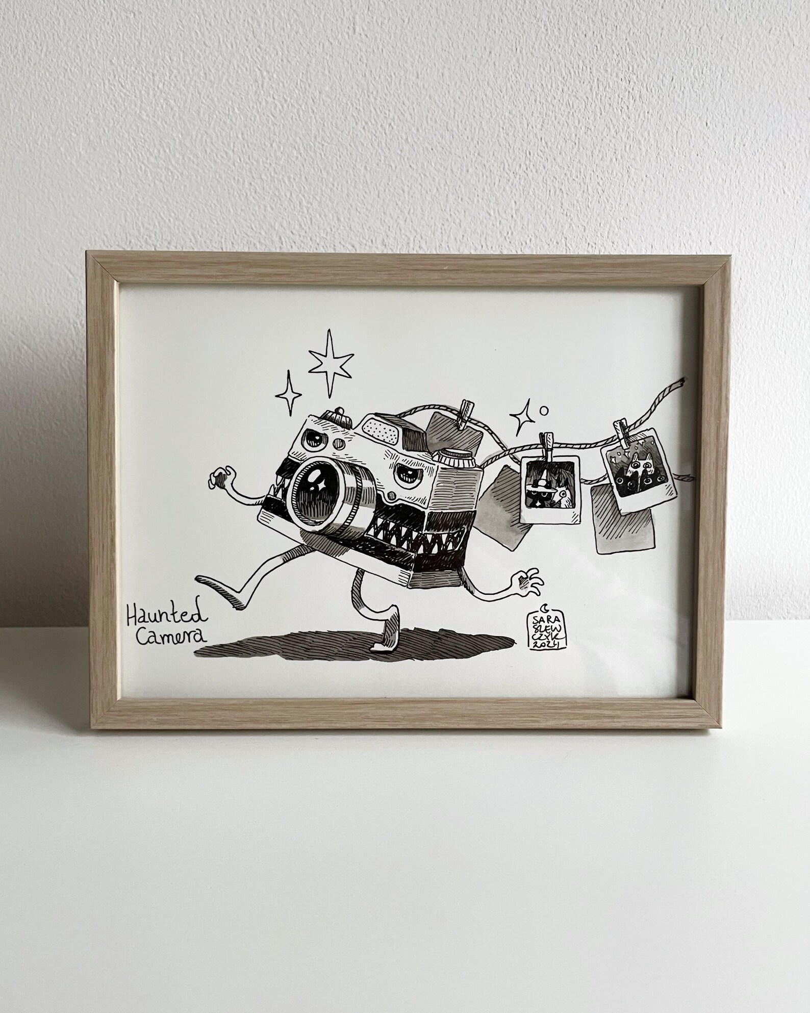 Haunted Camera Original Inktober Drawing in Frame - Etsy