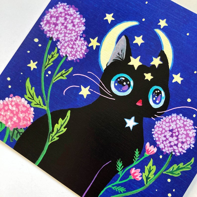 Midnight Kitty Art Print - Etsy