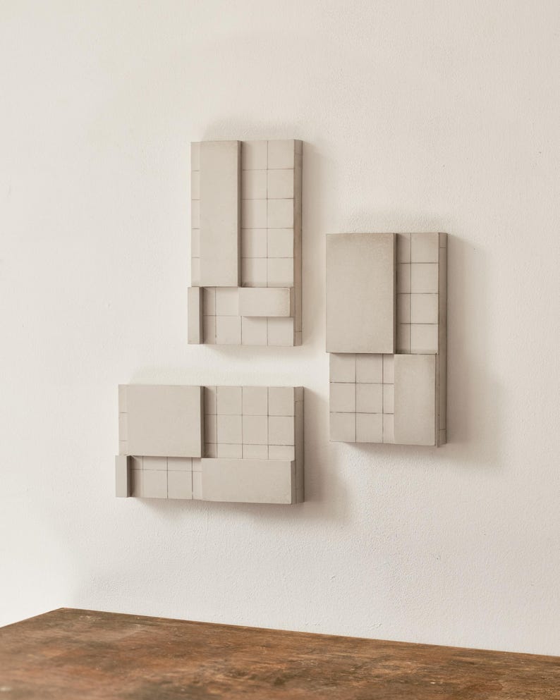 Brutalist Concrete Wall Sculptures – Geometric Minimalist Art - Etsy