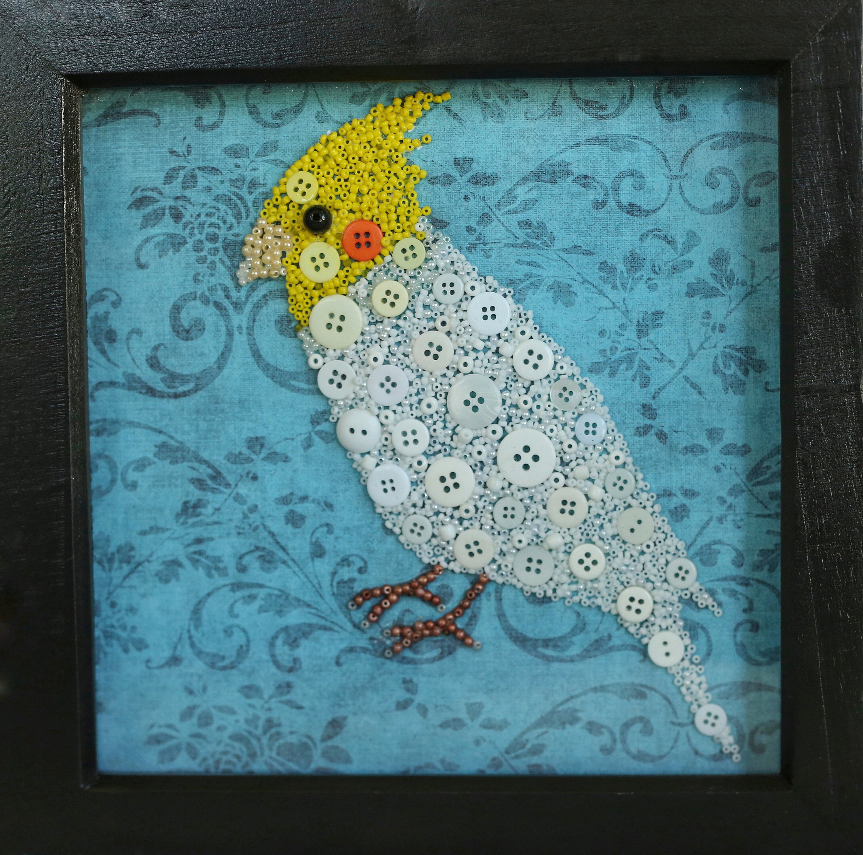 Unique Cockatiel Button Bird Art Mosaic. Original Wall Art Gift for ...