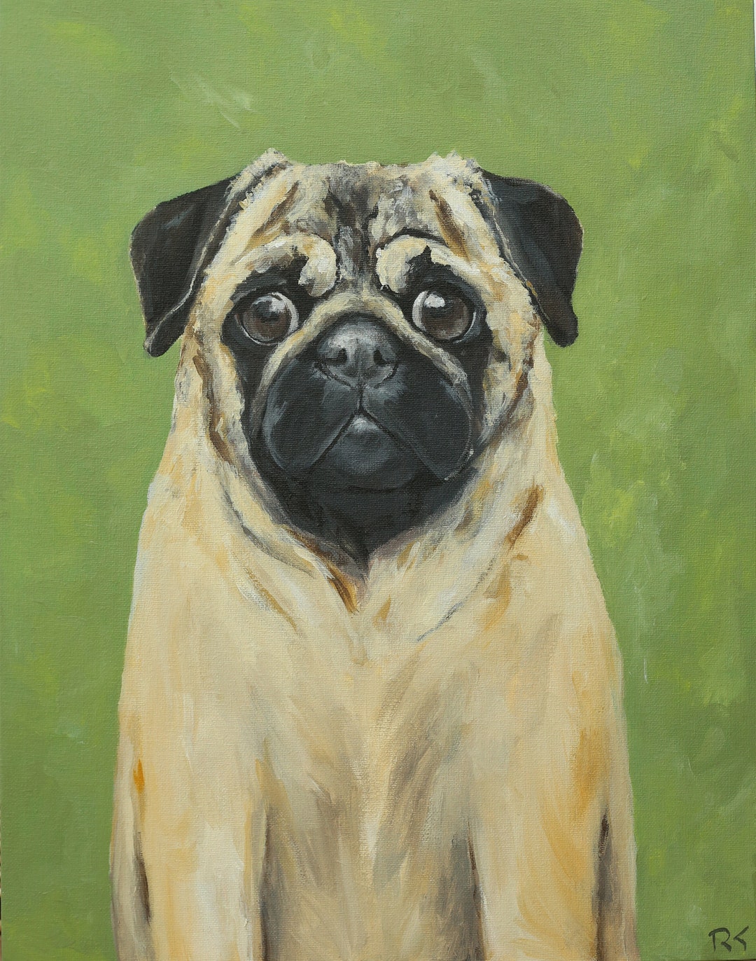 Pug Original Painting, Pug Art, Pug Gift, Pug Wall Decor, Pug Artwork ...