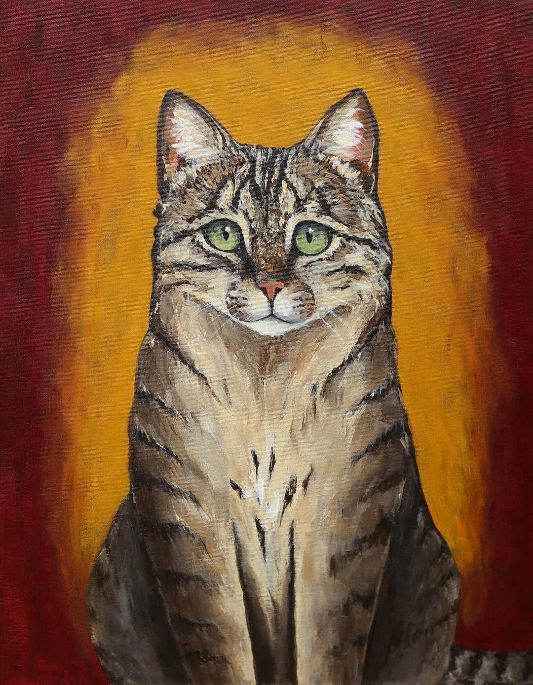 Tabby Cat Original Painting Tabby Cat Artwork on Canvasboard - Etsy