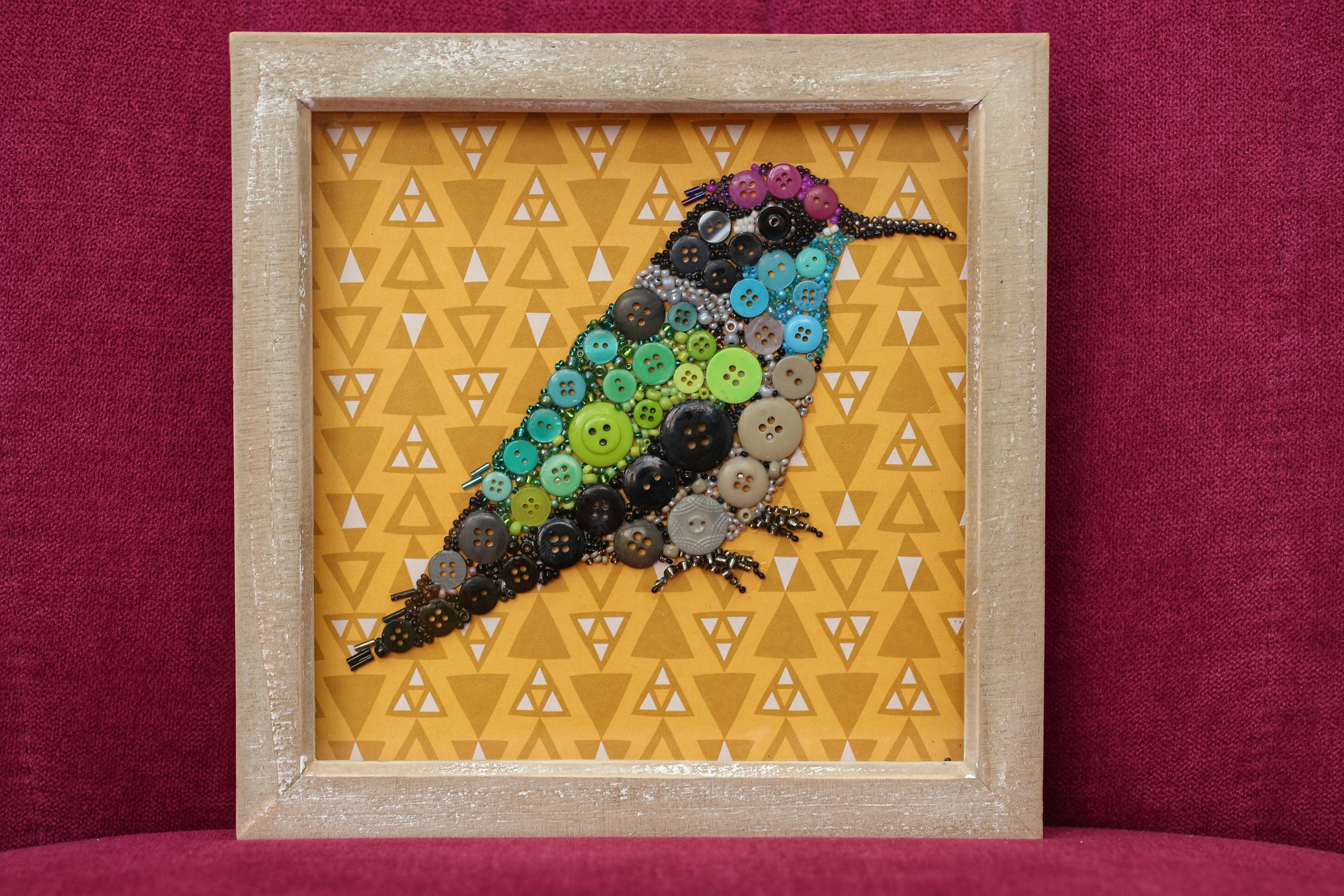 Magnificient Hummingbird Button Bird Mosaic. Original Wall Art - Etsy UK