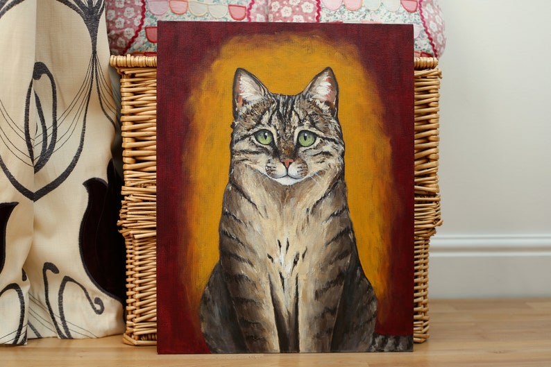 Tabby Cat Original Painting Tabby Cat Artwork on Canvasboard - Etsy