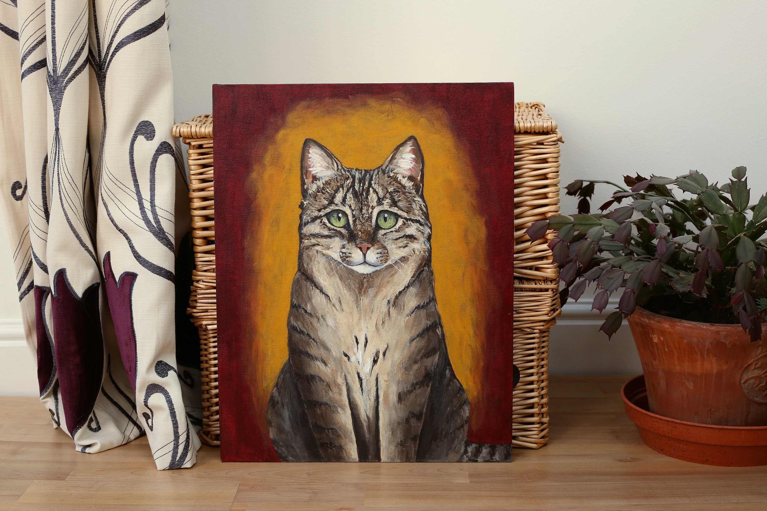 Tabby Cat Original Painting Tabby Cat Artwork on Canvasboard - Etsy