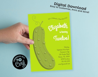 Pickle Party Birthday Invitation, Dill Pickle Party, Digital File ...