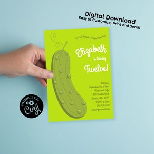 Pickle Birthday Party Invitation Editable Digital Download Cute Kids ...