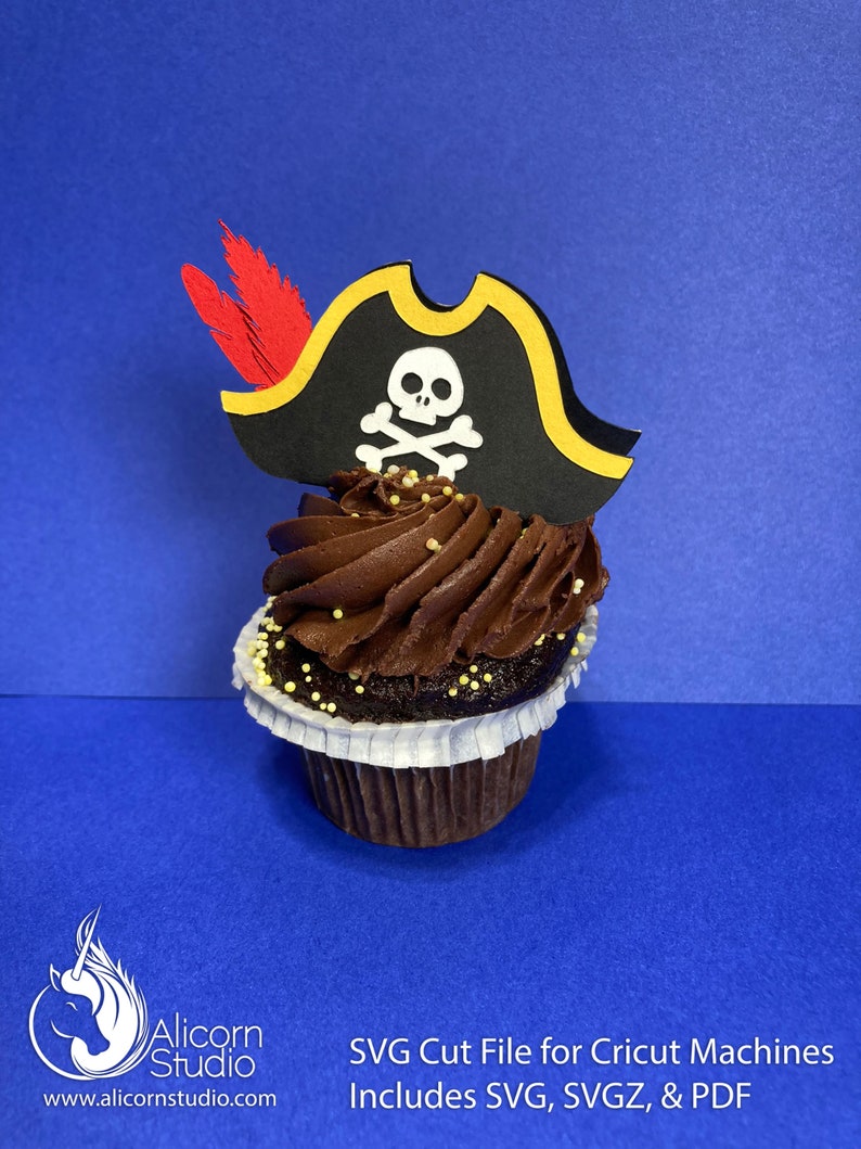 Cricut 3D Mini Pirate Hat SVG File: Pirate Party Cupcake Topper ...