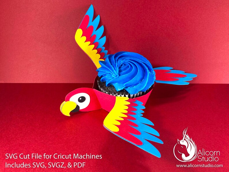 Cricut Parrot Cupcake Wrapper: 3D Rainbow Macaw SVG Cut File (digital ...