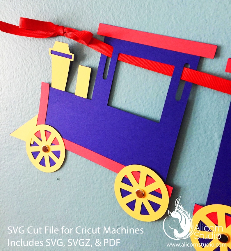 Cricut Train Banner Bunting SVG File Cut File for Kids Birthday Party ...
