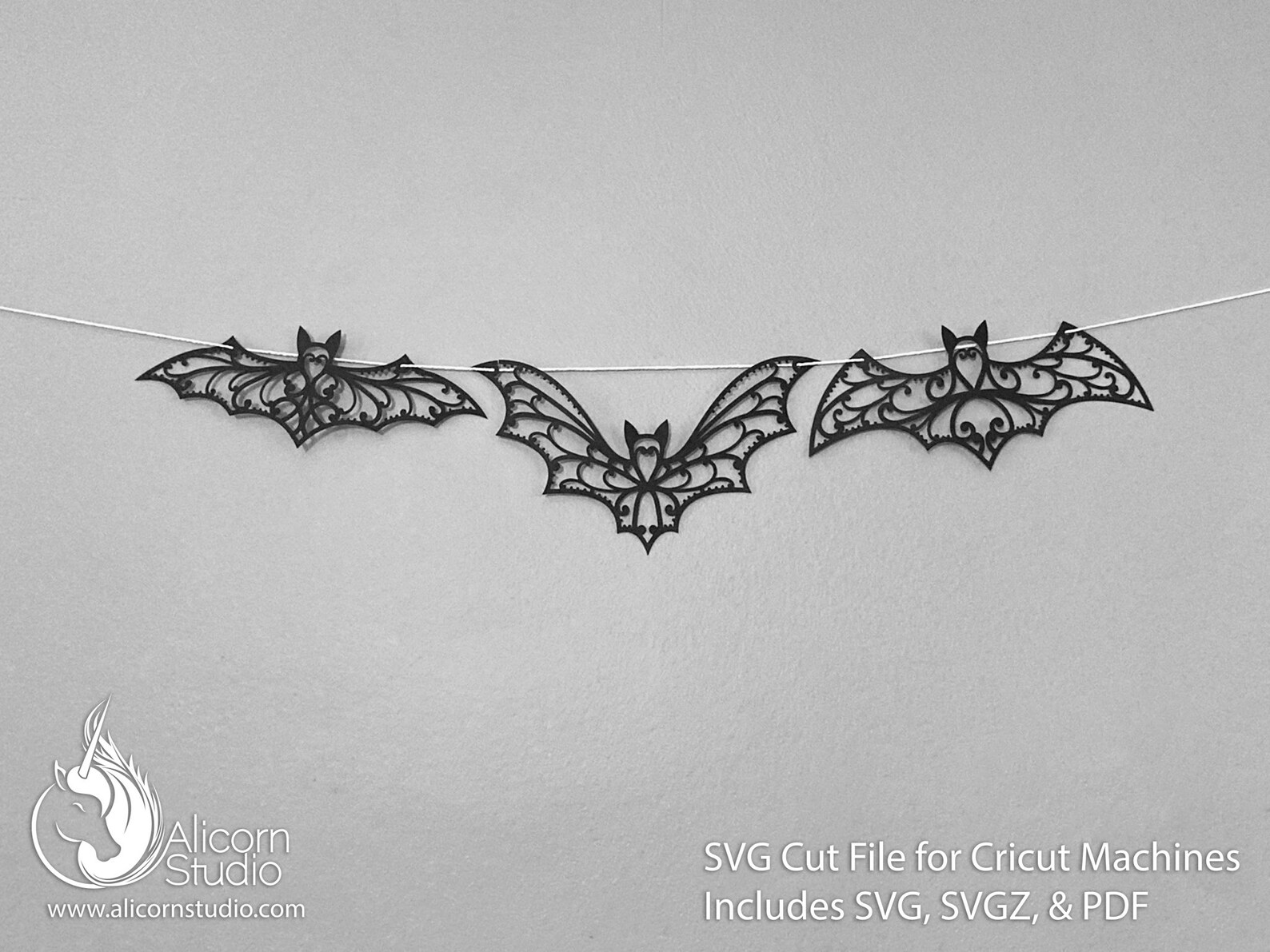 Halloween Bat Cricut SVG Cut File Fancy Lace Banner Decor | Etsy