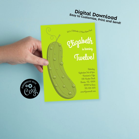 Pickle Birthday Party Invitation Editable Digital Download - Etsy
