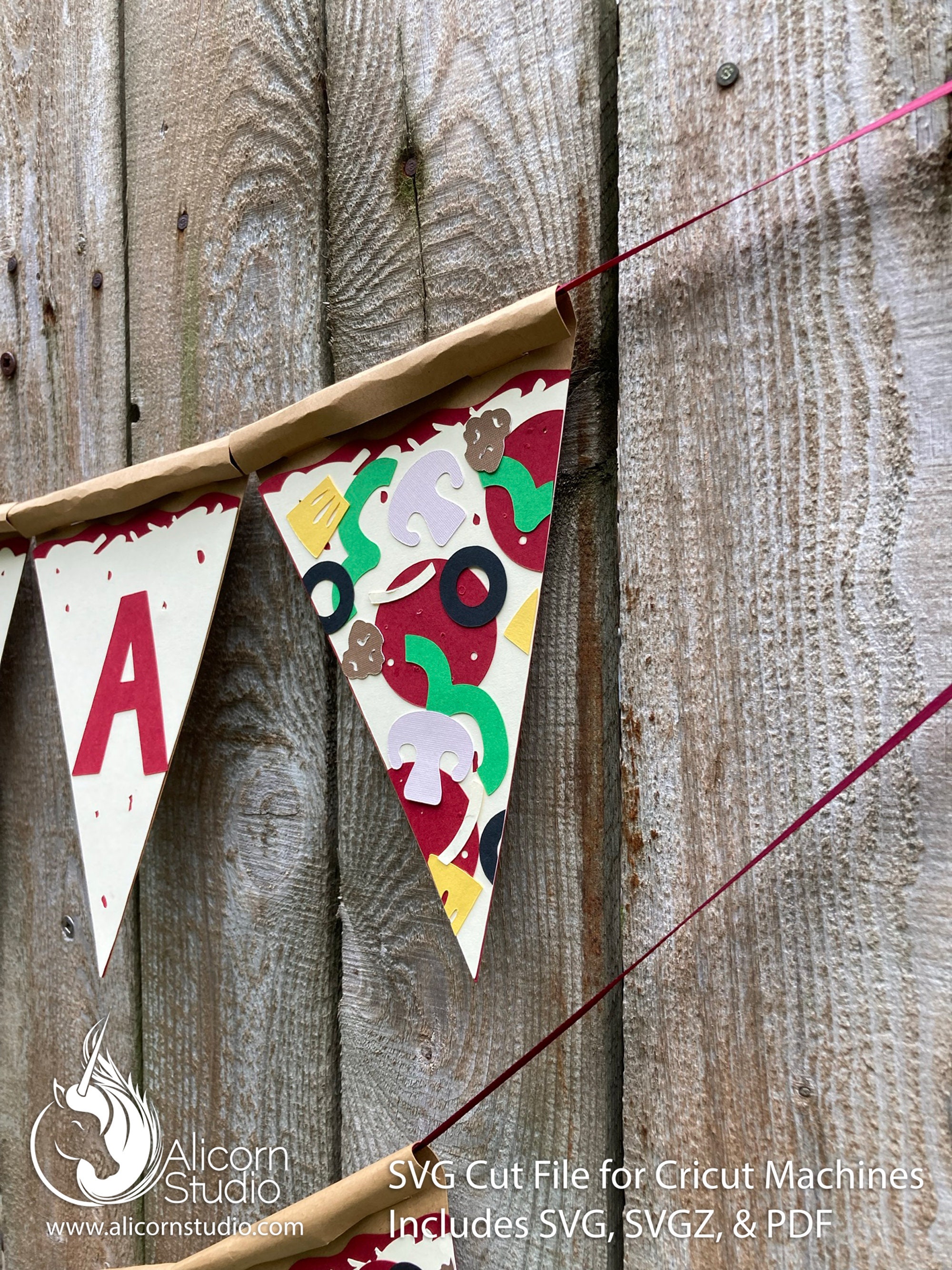 3D Paper Pizza Banner Bunting SVG File Cut File for Cricut - Etsy