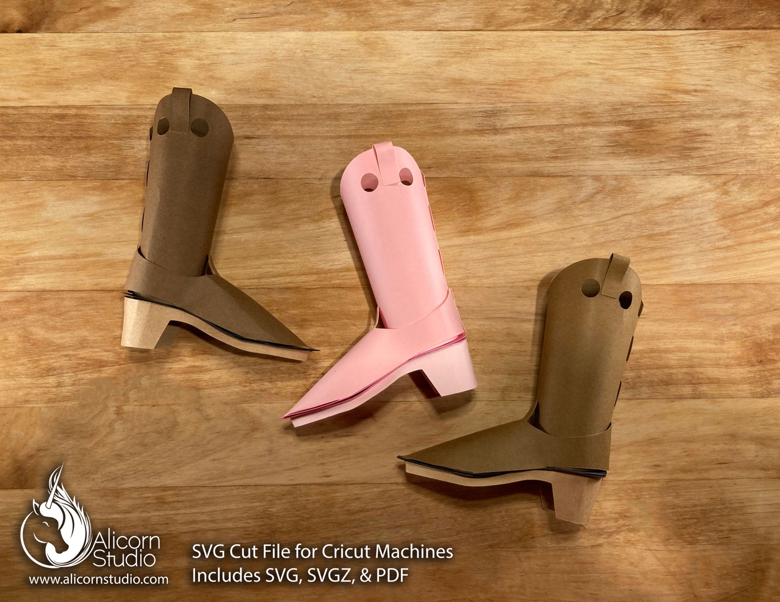 3D Paper Cowboy Cowgirl Boot SVG File Cut File for Cricut - Etsy