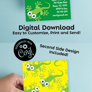 Lizards Geckos Birthday Party Invitation Editable Digital Download Cute ...