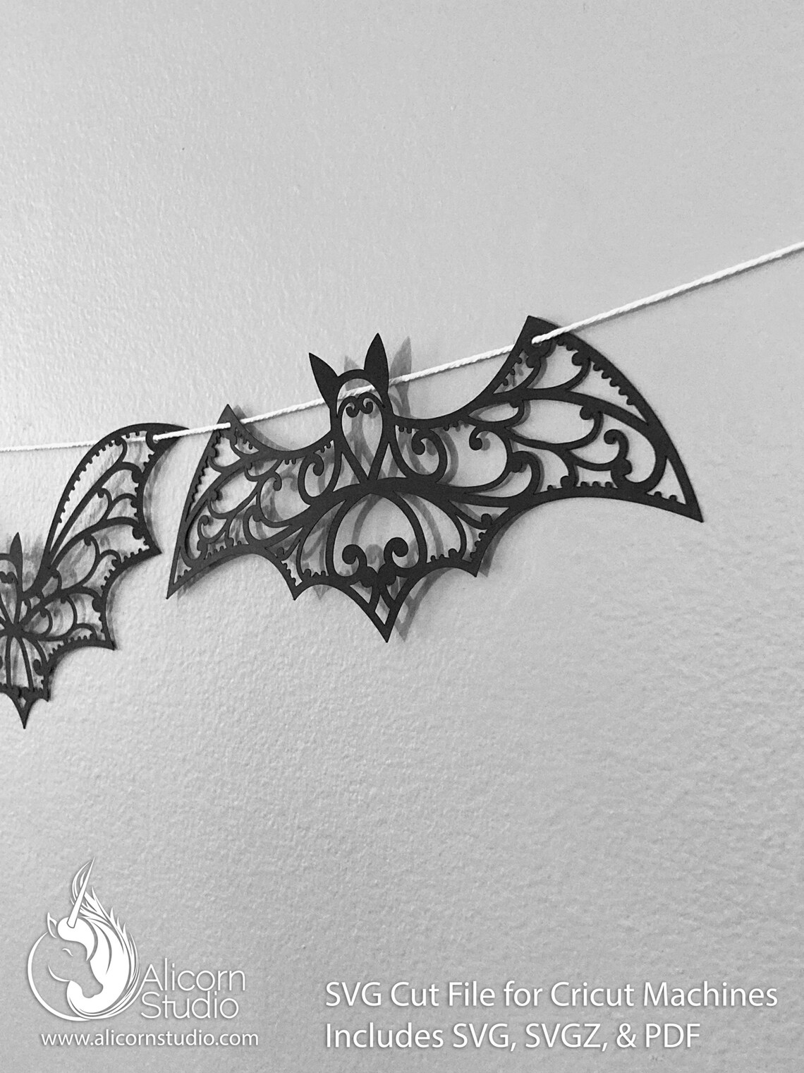 Halloween Bat Cricut SVG Cut File Fancy Lace Banner Decor | Etsy