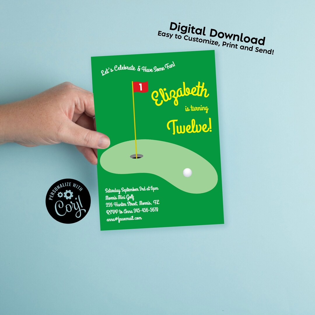 Mini Golf Birthday Party Invitation Editable Digital Download Sports ...