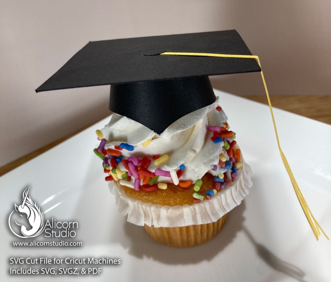 3D Paper Graduation Hat SVG File Cut File for Cricut Cupcake | Etsy UK