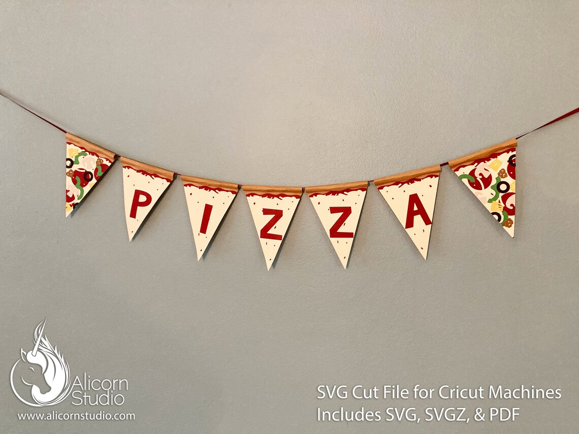 3D Paper Pizza Banner Bunting SVG File Cut File for Cricut - Etsy