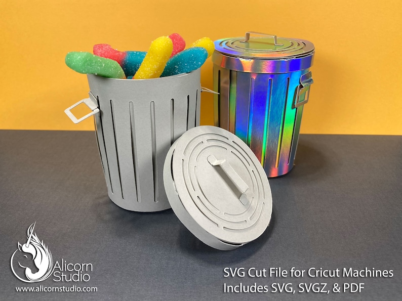 3D Paper Trash Can SVG File: Cricut Party Favor Box (PDF) - Etsy
