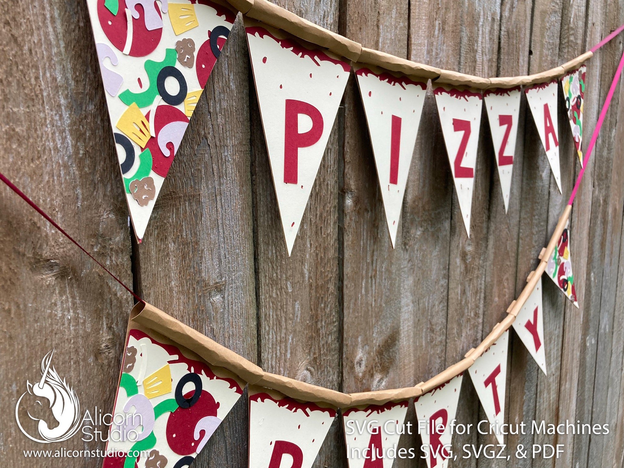 3D Paper Pizza Banner Bunting SVG File Cut File for Cricut - Etsy