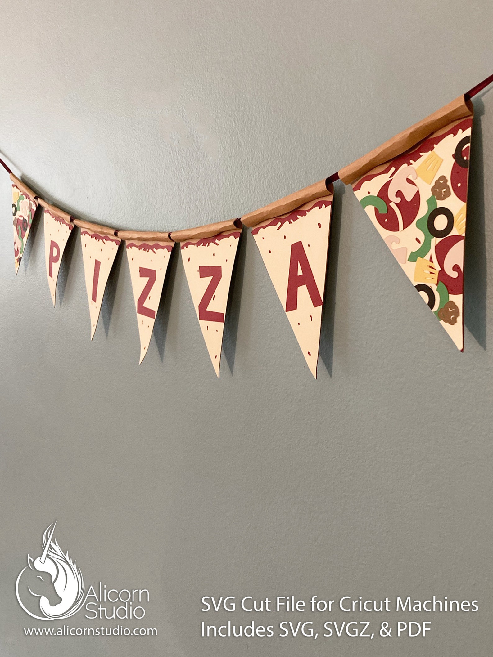 3D Paper Pizza Banner Bunting SVG File Cut File for Cricut - Etsy