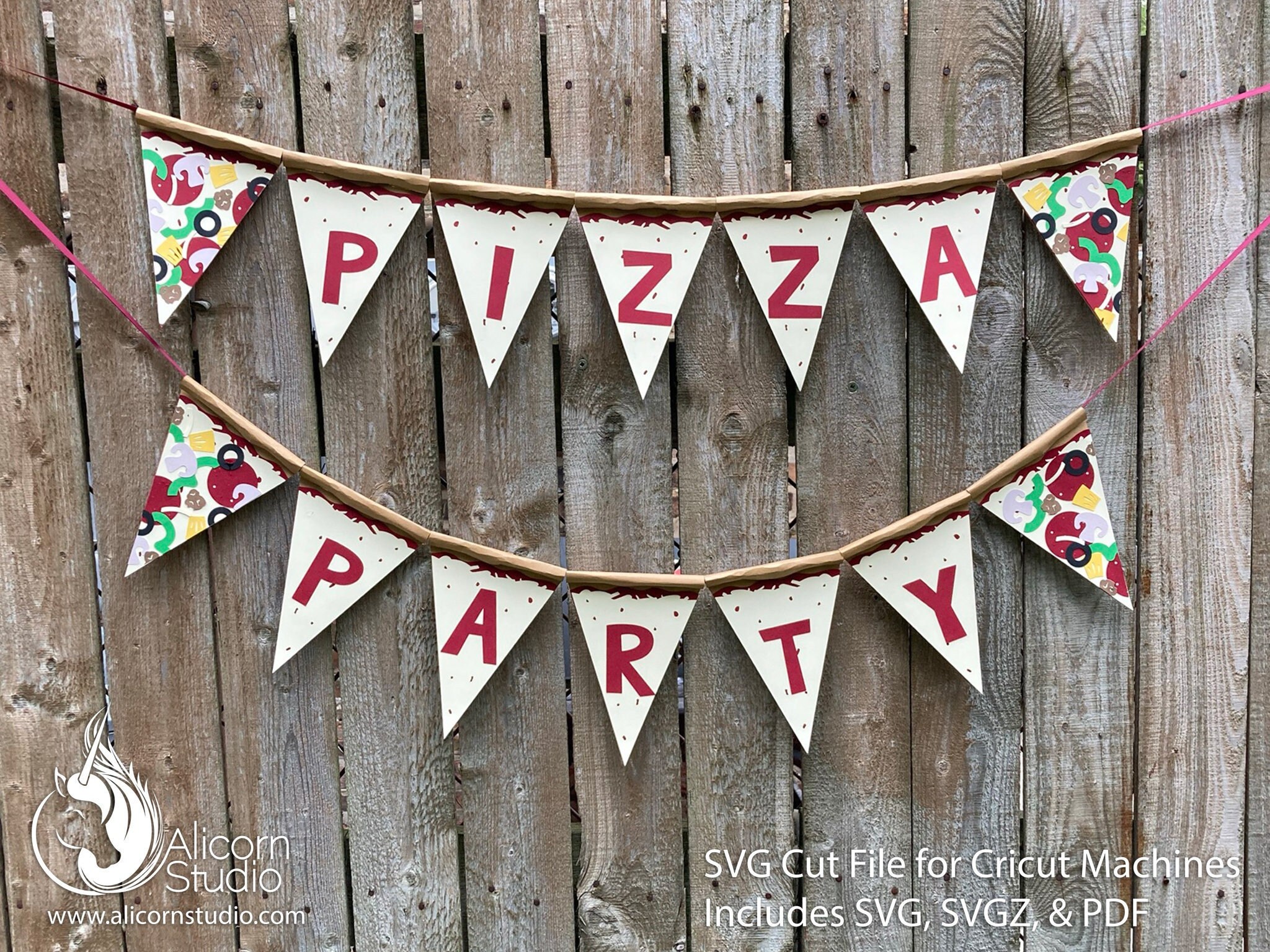 3D Paper Pizza Banner Bunting SVG File Cut File for Cricut - Etsy