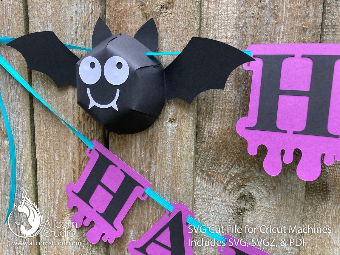 3D Halloween Bat Cricut SVG Paper Banner Bunting Cut File for - Etsy