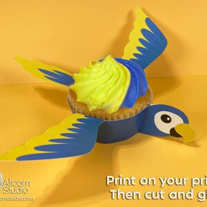 Printable Parrot Cupcake Wrap Digital File Print and Cut Pirate Party ...