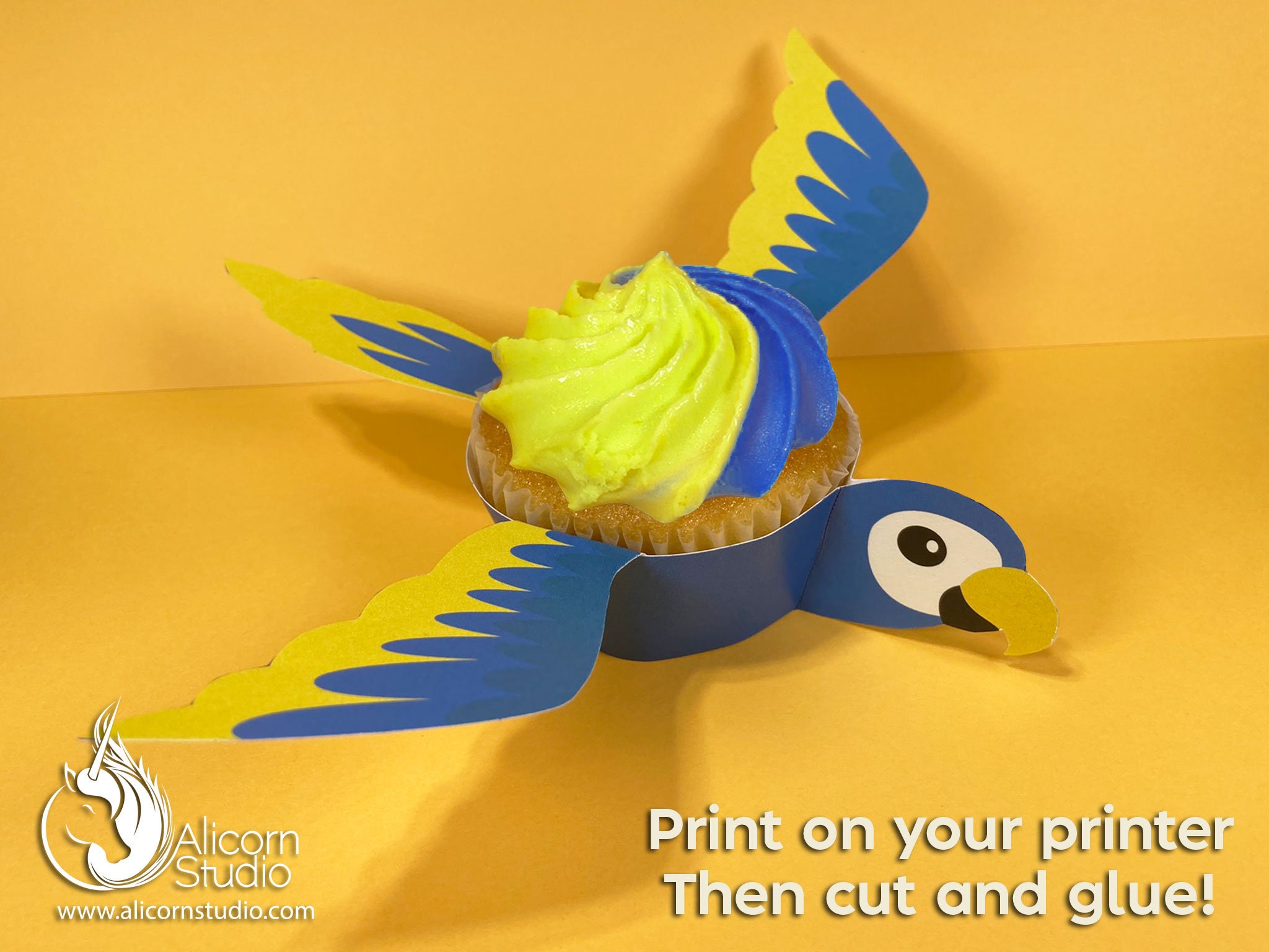 Printable Parrot Cupcake Wrap Digital File Print and Cut Pirate Party ...