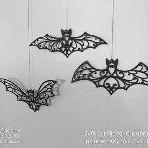 Halloween Bat Cricut SVG Cut File Fancy Lace Banner Decor - Etsy