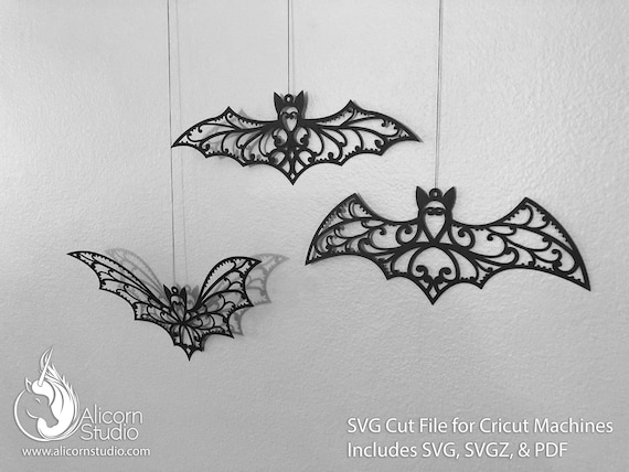 Halloween Bat Cricut SVG Cut File Fancy Lace Banner Decor | Etsy
