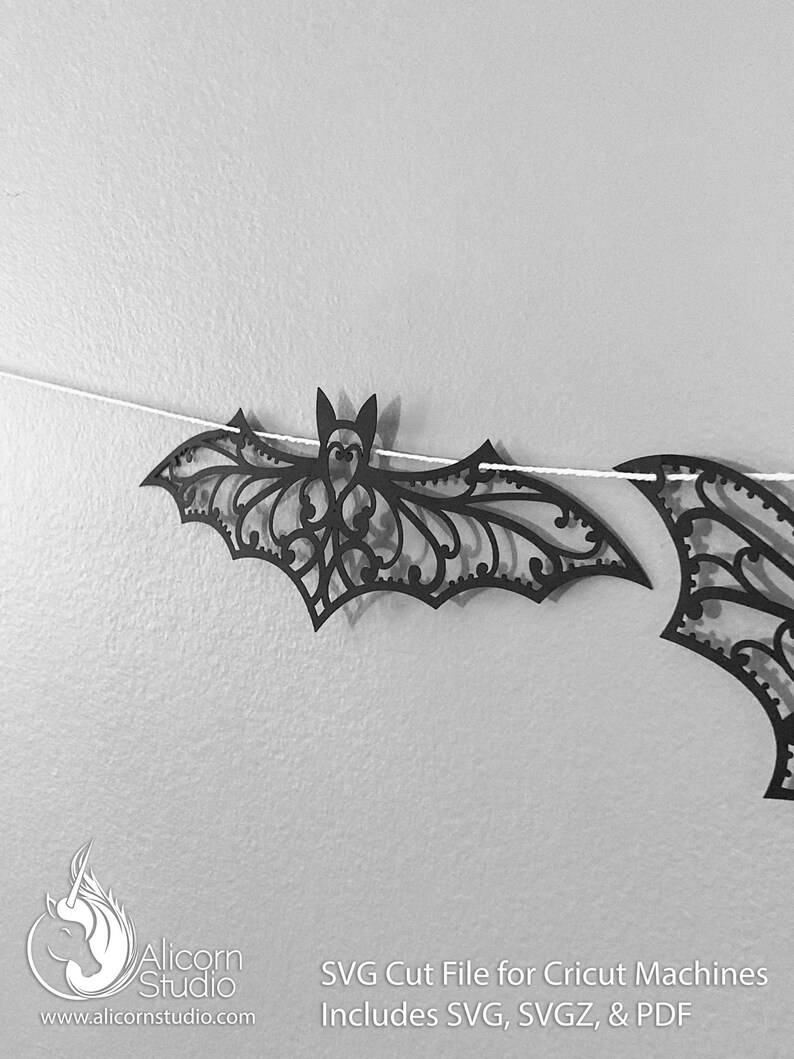 Halloween Bat Cricut SVG Cut File Fancy Lace Banner Decor | Etsy