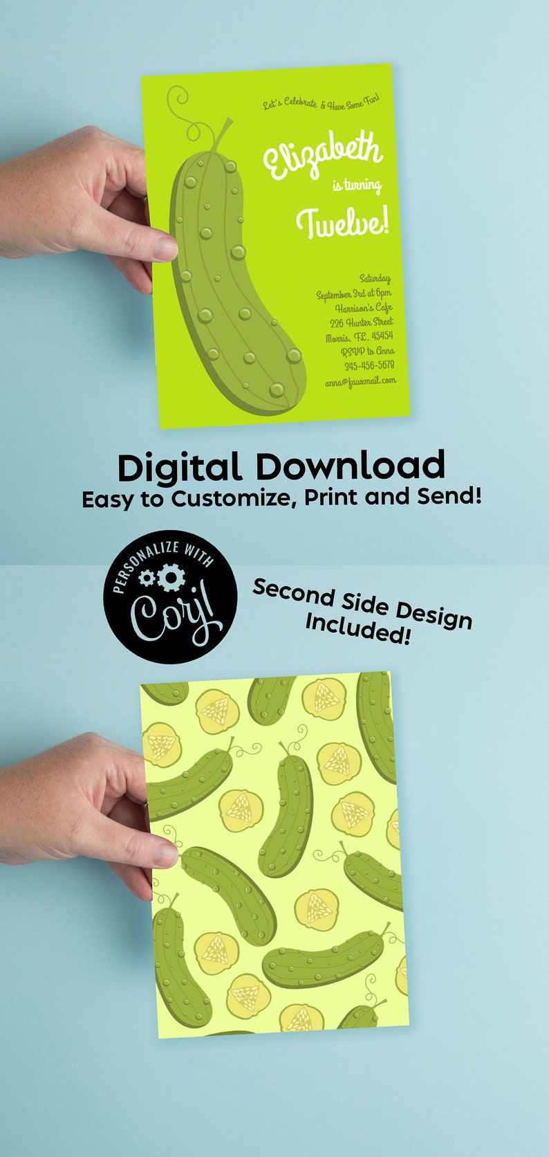 Pickle Birthday Party Invitation Editable Digital Download - Etsy