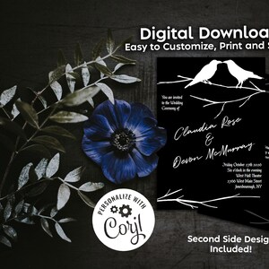 Raven Crows Gothic Wedding Invitation Editable Digital Download ...
