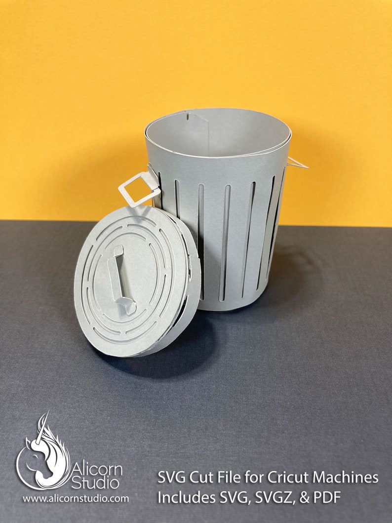 3D Paper Trash Can SVG File: Cricut Party Favor Box (PDF) - Etsy