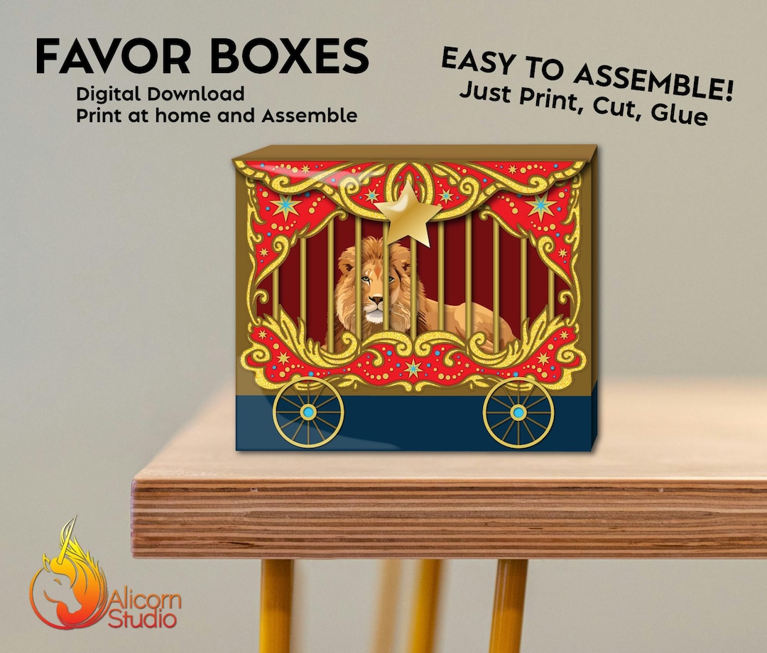 Circus Train Favor Box Digital File Print and Cut Printable Party Decor ...